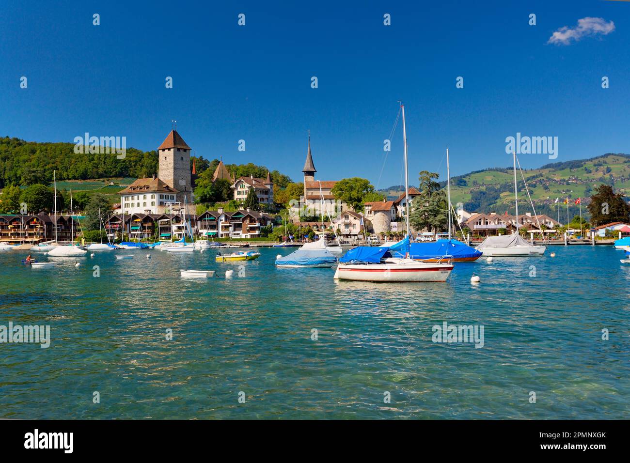 Old town of Spiez, Lake Thun, Alps, Switzerland Stock Photo - Alamy