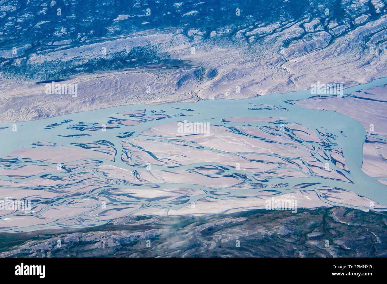 Braided glacial fed river on the Greenland Ice sheet; Ilulissat ...