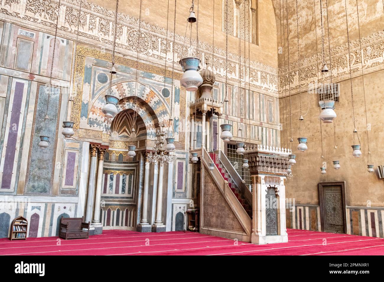 The mihrab in the courtyard of Mosque-Madrasa of Sultan Hasan in Cairo ...