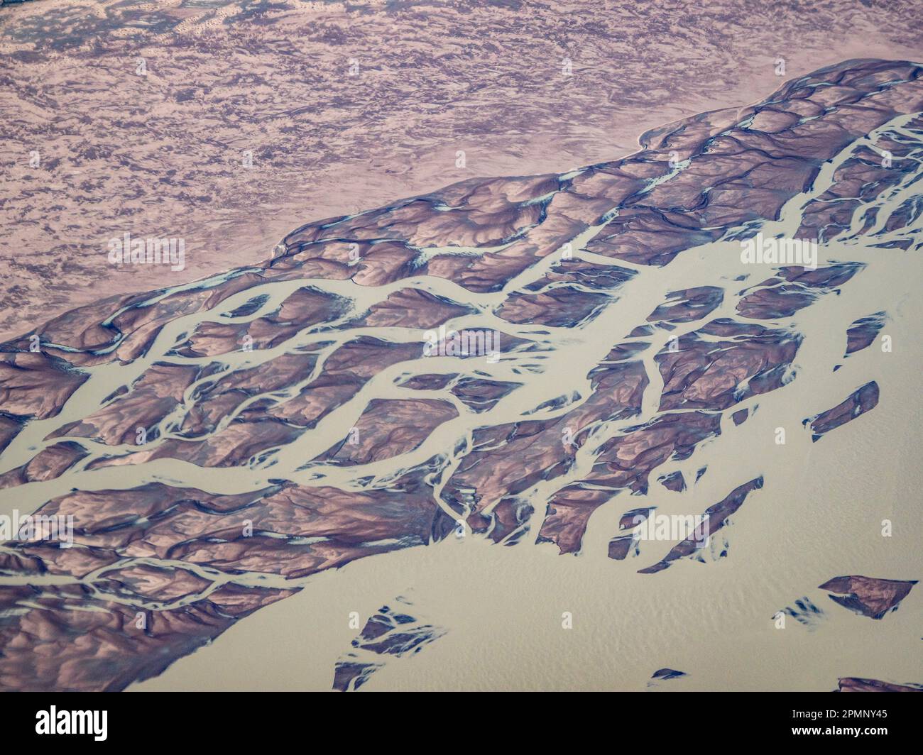 Braided glacial fed river off the Greenland Ice sheet; Ilulissat ...