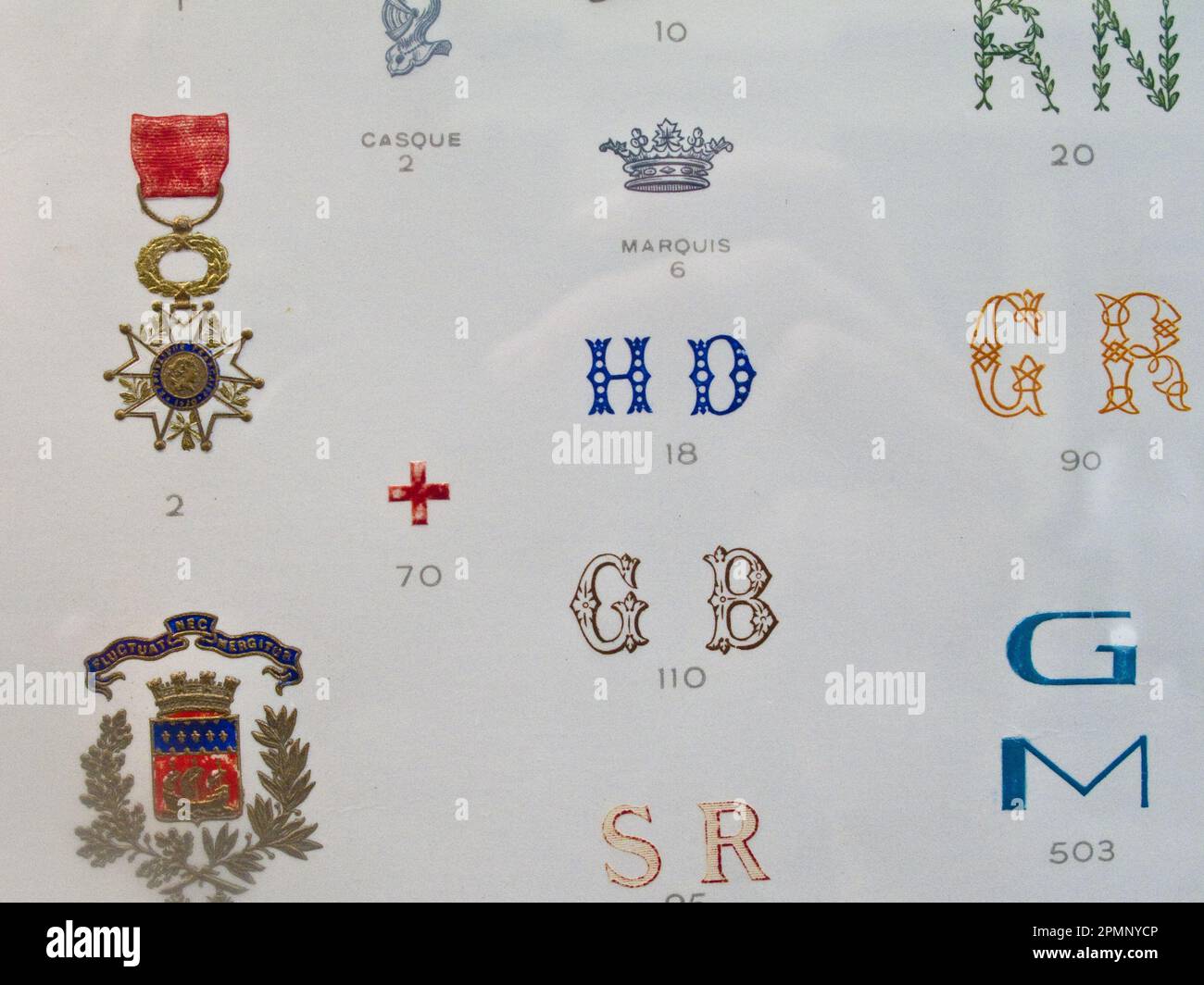 Samples of stationery lettering and symbols in window of shop, Rue du ...