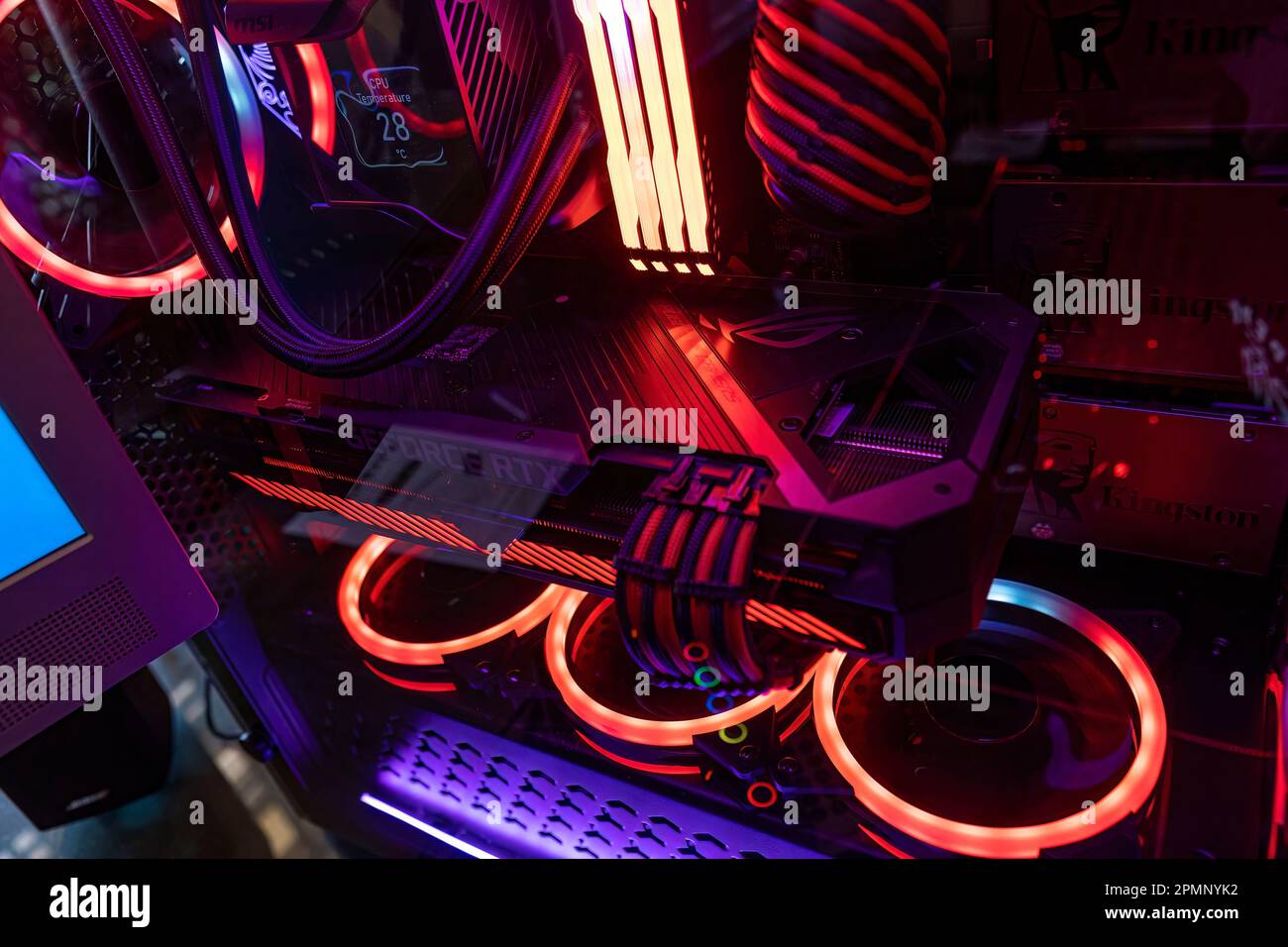 Milan, Italy 11 april 2023: Close-up of a high-end gaming computer with ...