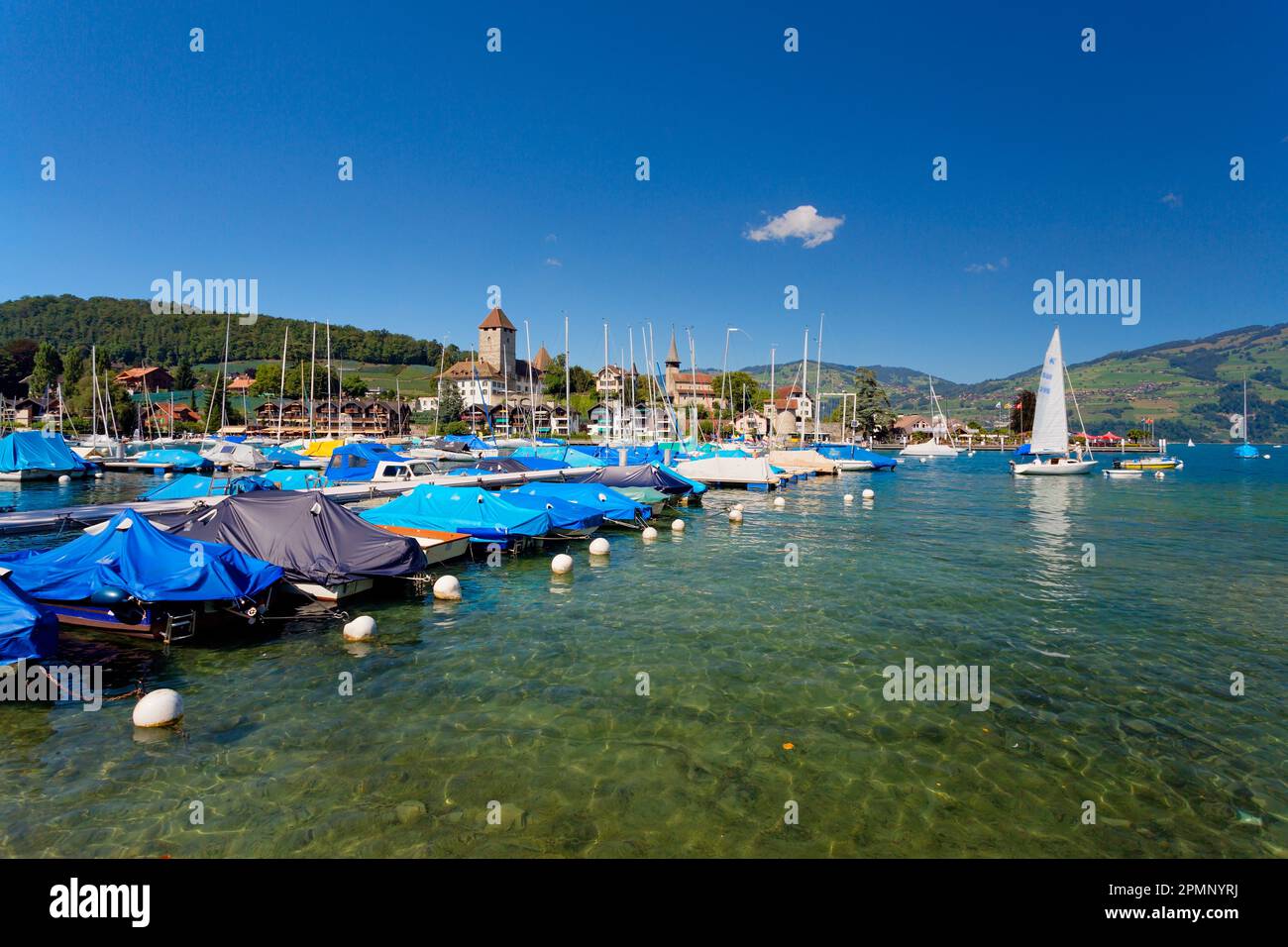 Old town of Spiez, Lake Thun, Alps, Switzerland Stock Photo - Alamy