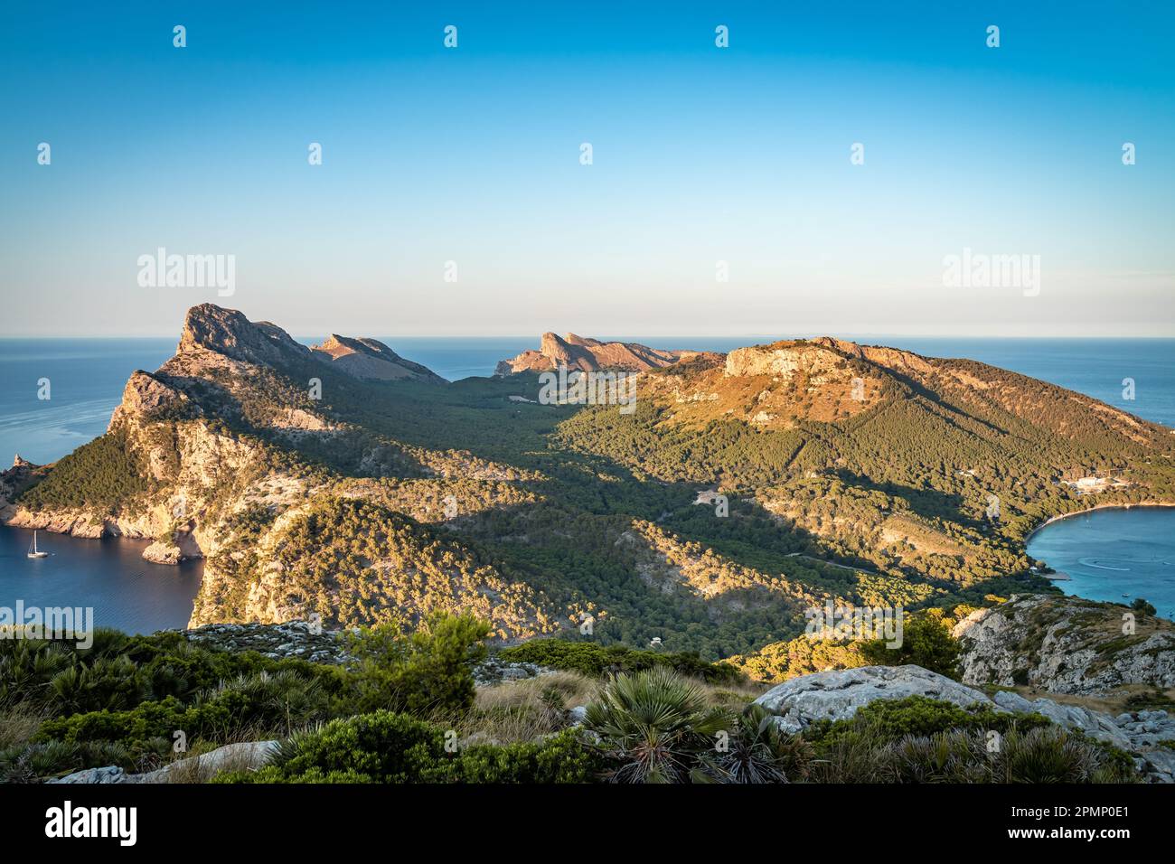 Panoramic View of Formentor Peninsula and Es Colomer Cliff Stock Photo ...