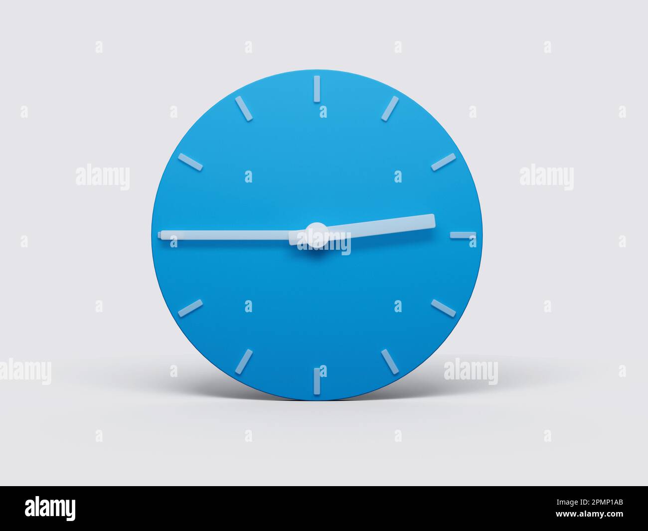 An illustration of a blue clock with white hands isolated on the white ...