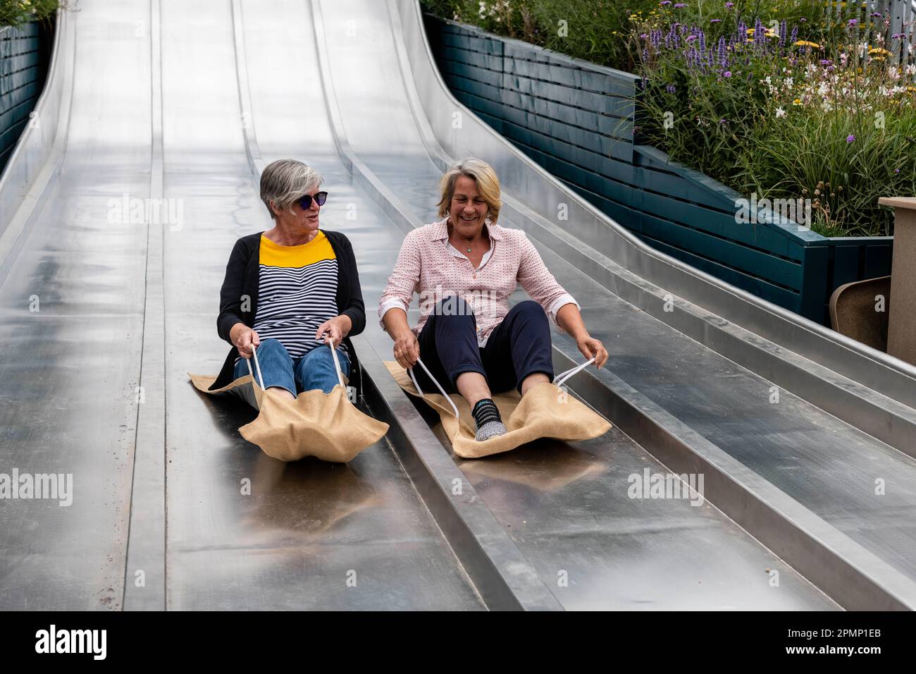 The large Slide at the Superbloom exhibition installation, London, the ...