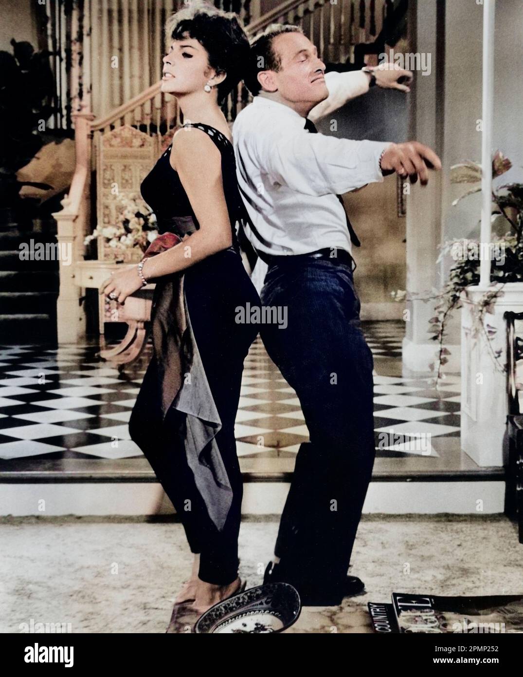 Joan Collins, Paul Newman, on-set of the Film, "Rally Round the Flag ...