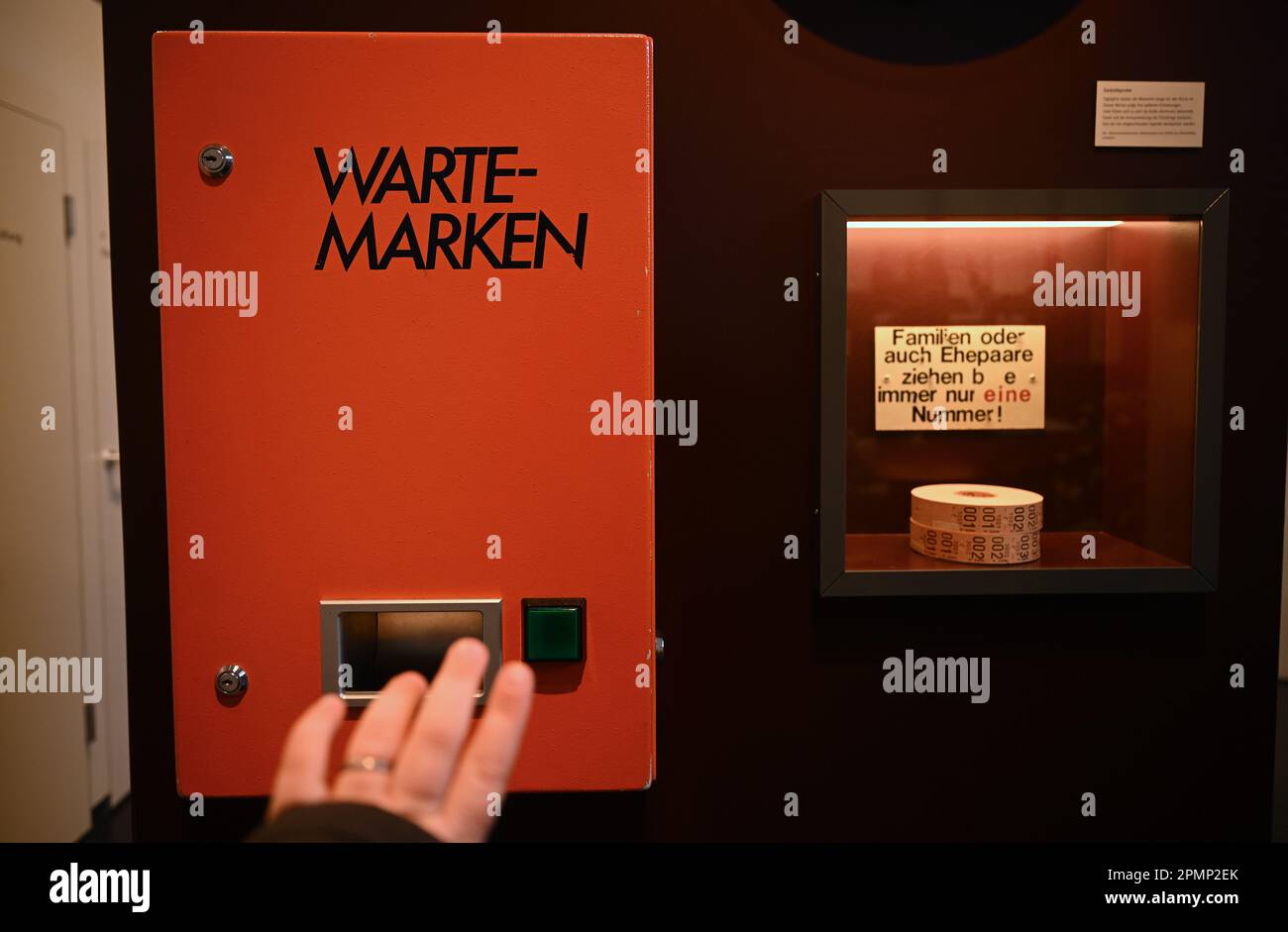 Berlin, Germany. 14th Apr, 2023. A vending machine for waiting stamps ...