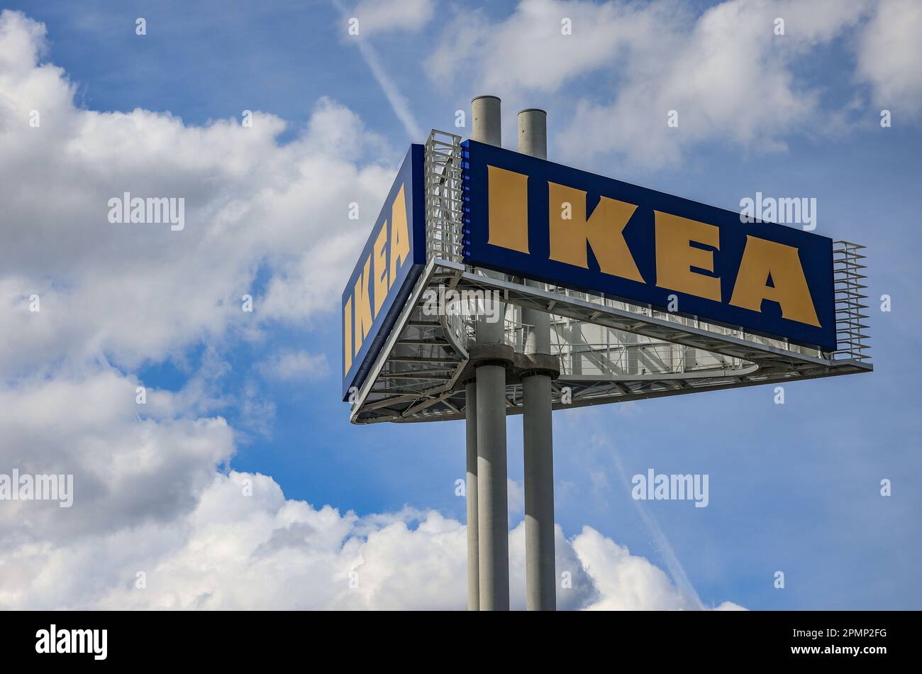 14 April 2023, North Rhine-Westphalia, Cologne: A company logo stands ...