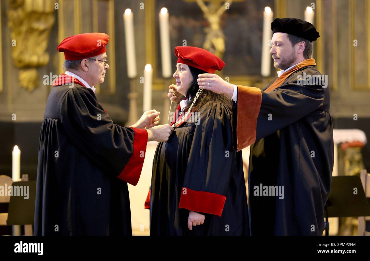 Rostock, Germany. 14th Apr, 2023. At the investiture of the new rector ...