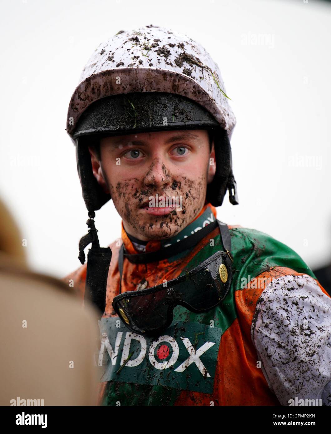Liam Harrison celebrates reacts after the William Hill Handicap Hurdle ...