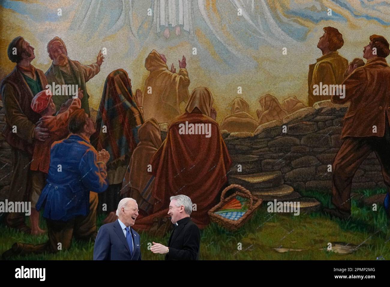 President Joe Biden tours the Knock Shrine with Father Richard Gibbons ...