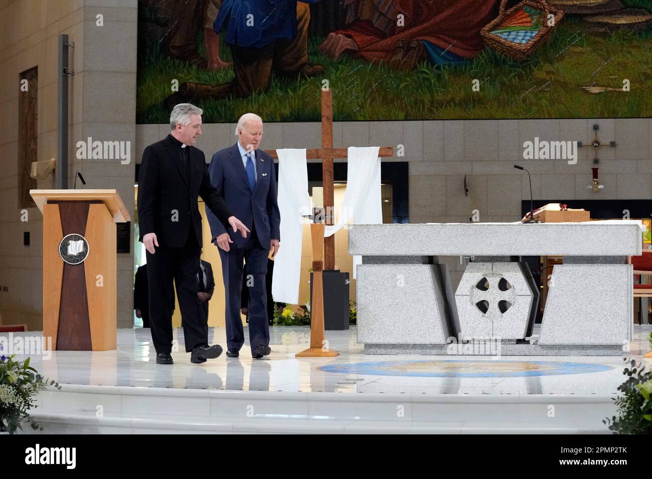 President Joe Biden tours the Knock Shrine with Father Richard Gibbons ...
