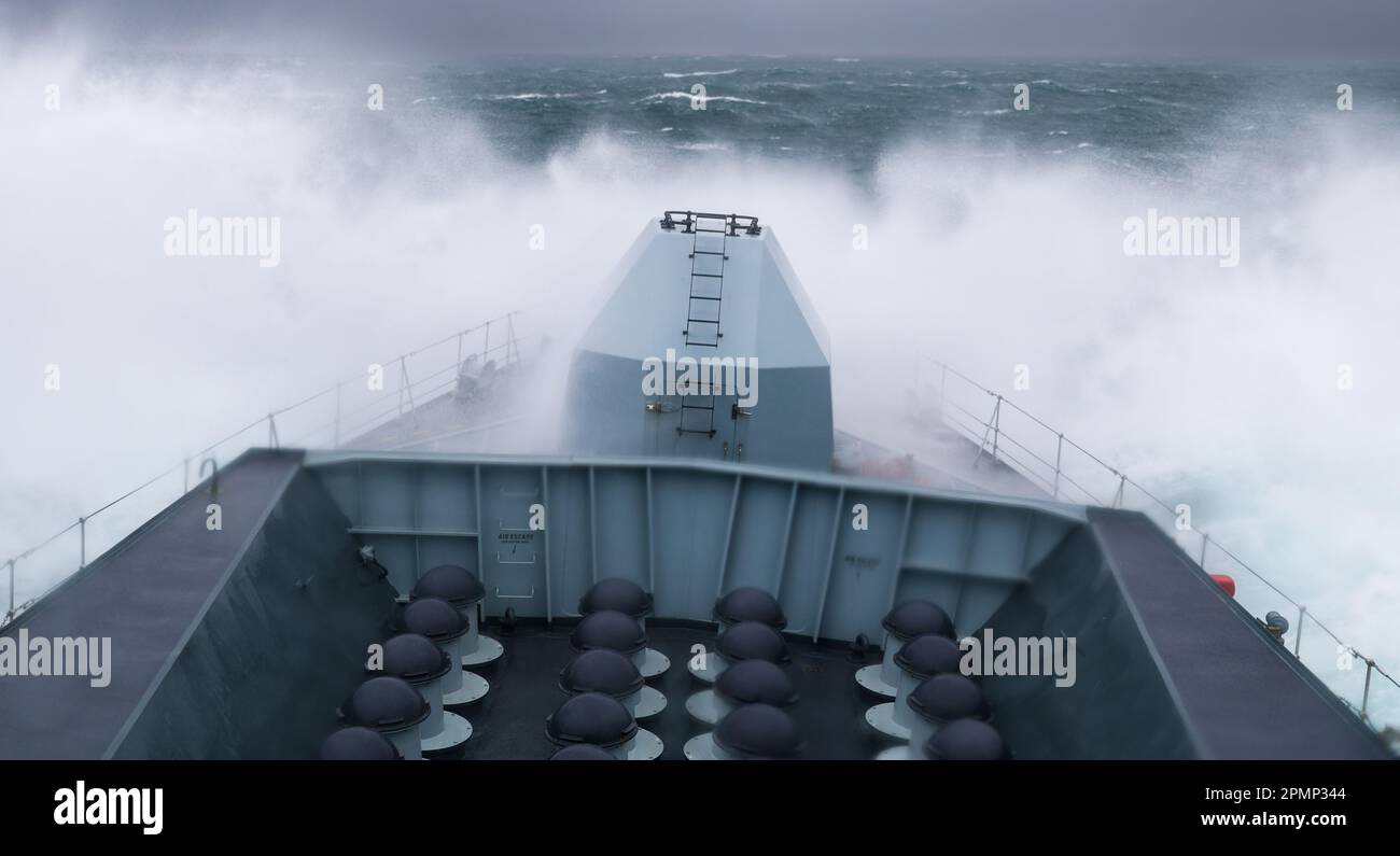 View from bridge of ship in stormy sea hi-res stock photography and ...