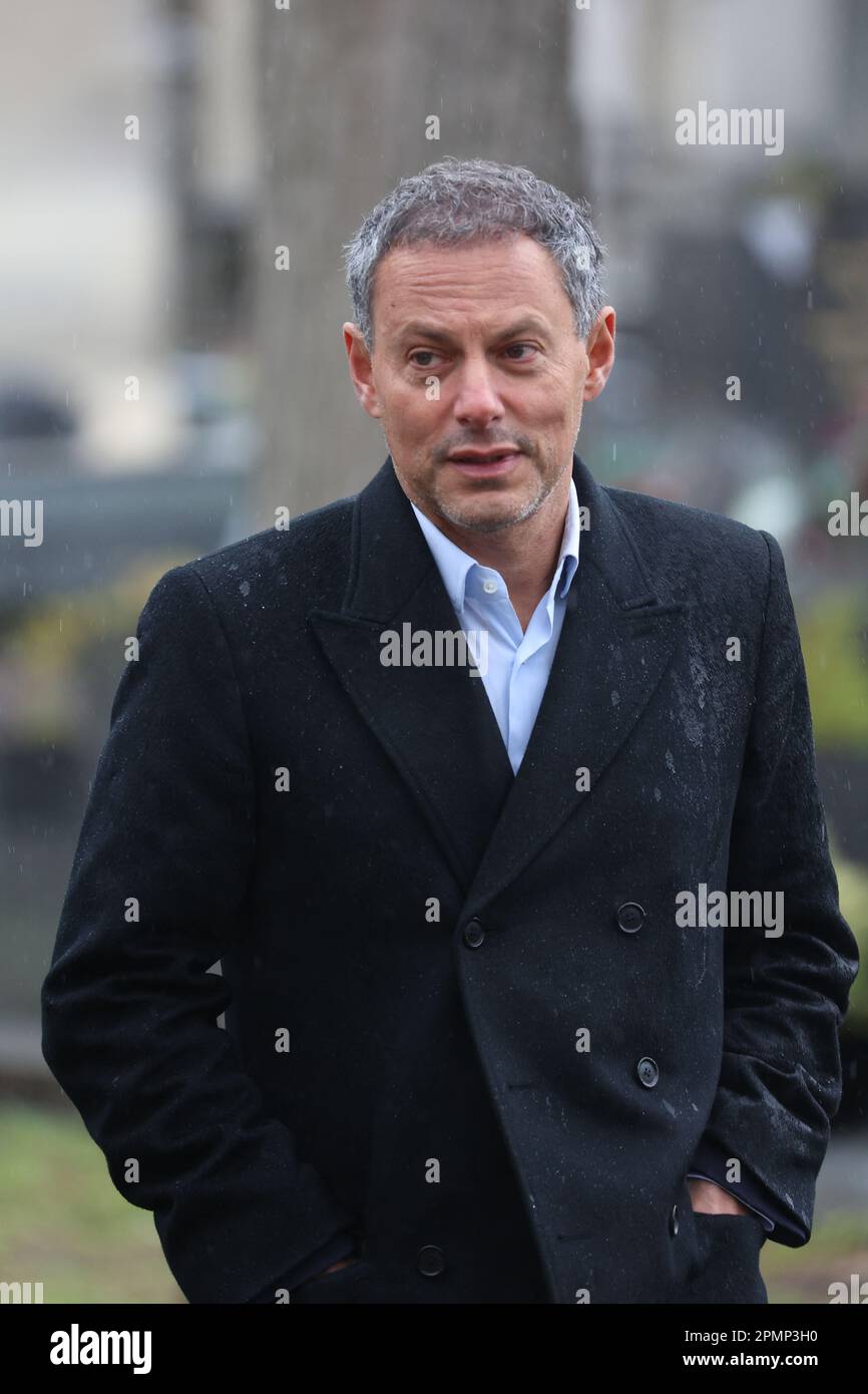 Marc-Olivier Fogiel duringt the funeral ceremony of French lawyer Herve ...