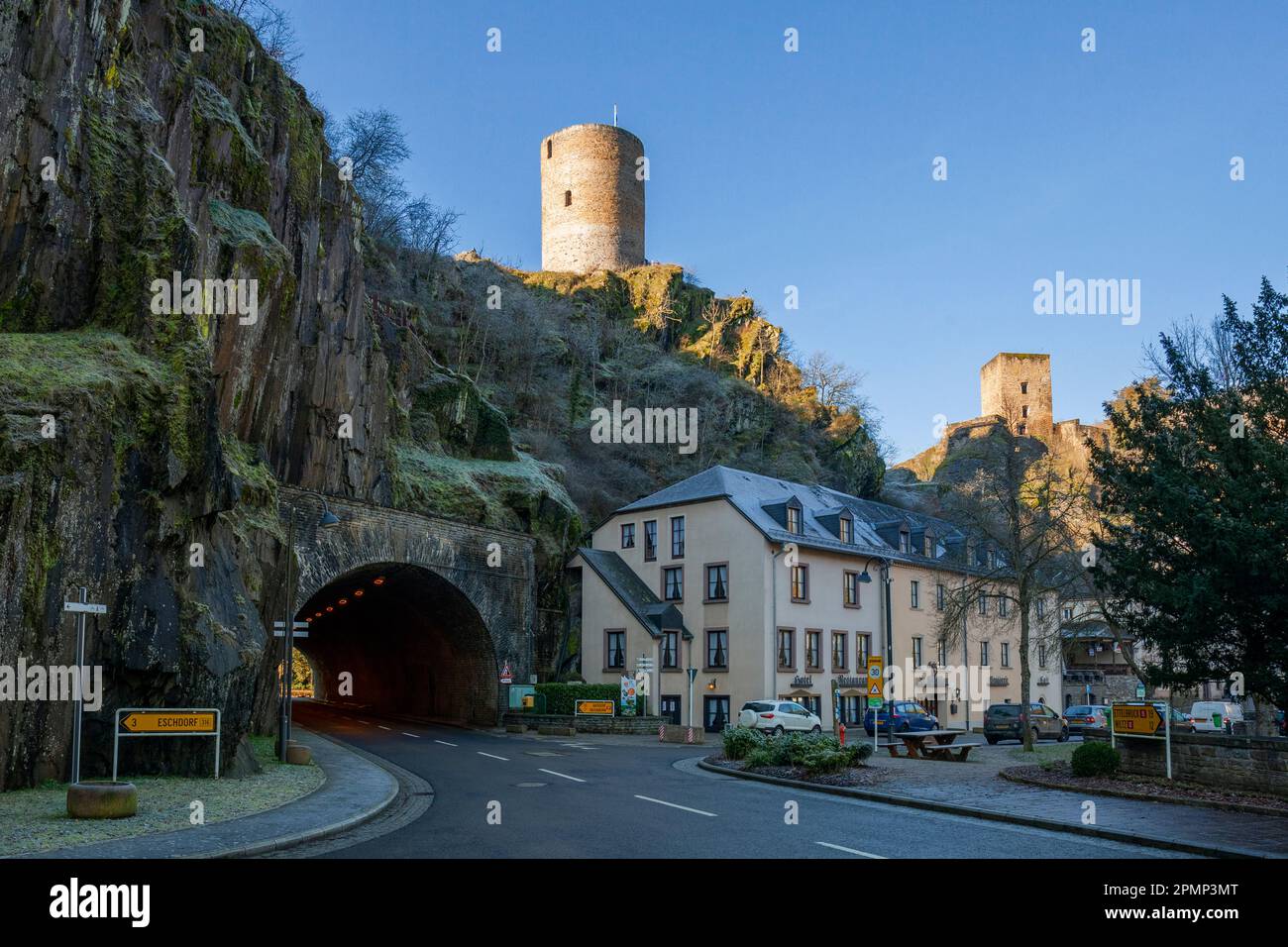 Europe, Luxembourg, Diekirch, Esch-sur-Sure Tunnel taking the Highway ...
