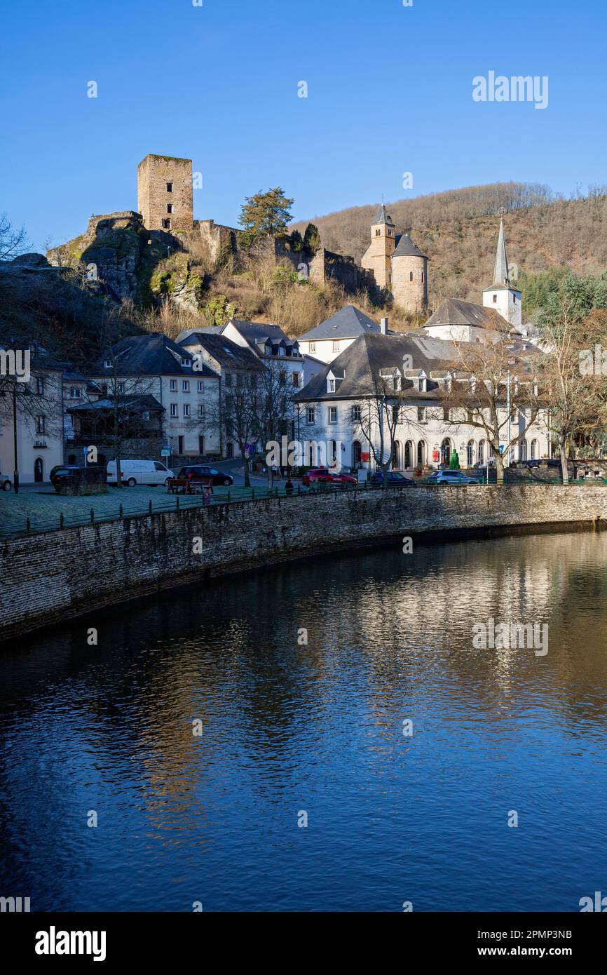 Europe, Luxembourg, Diekirch, Esch-sur-Sure, Views across the River ...