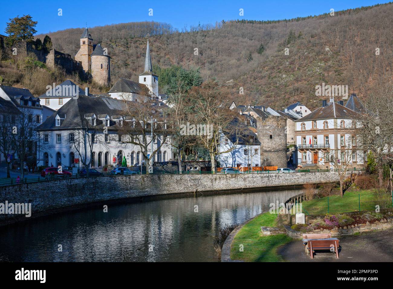 Europe, Luxembourg, Diekirch, Esch-sur-Sure, Path along the River Sauer ...