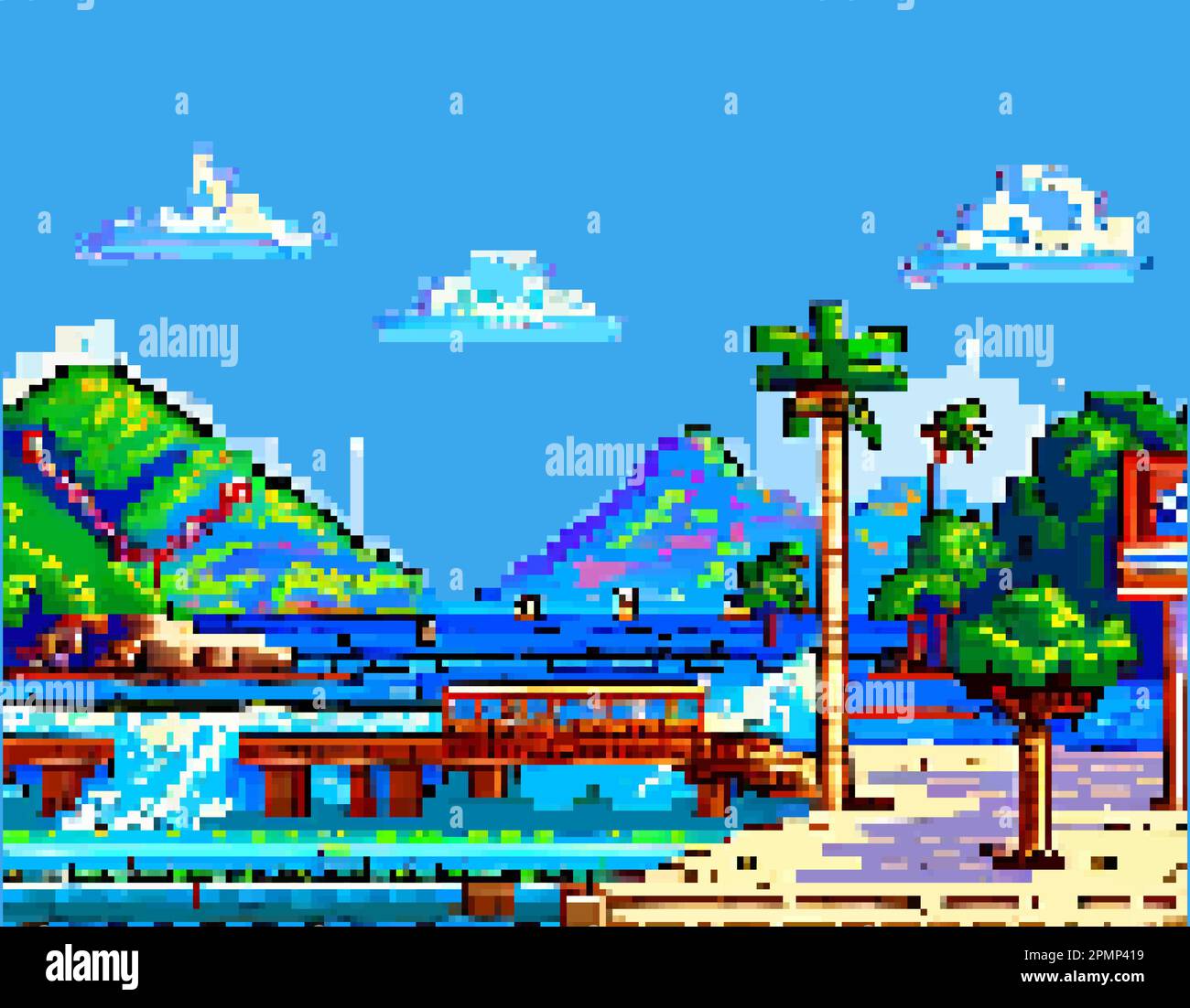 Pixel art cityscape town Stock Vector Images - Alamy