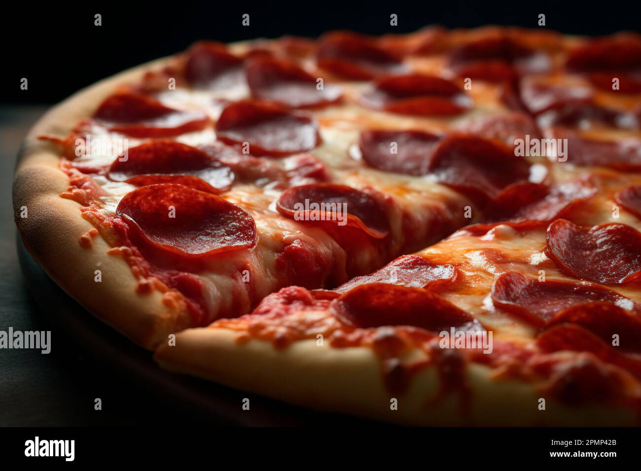 delicious pizza with lots of cheese and pepperoni Stock Photo - Alamy