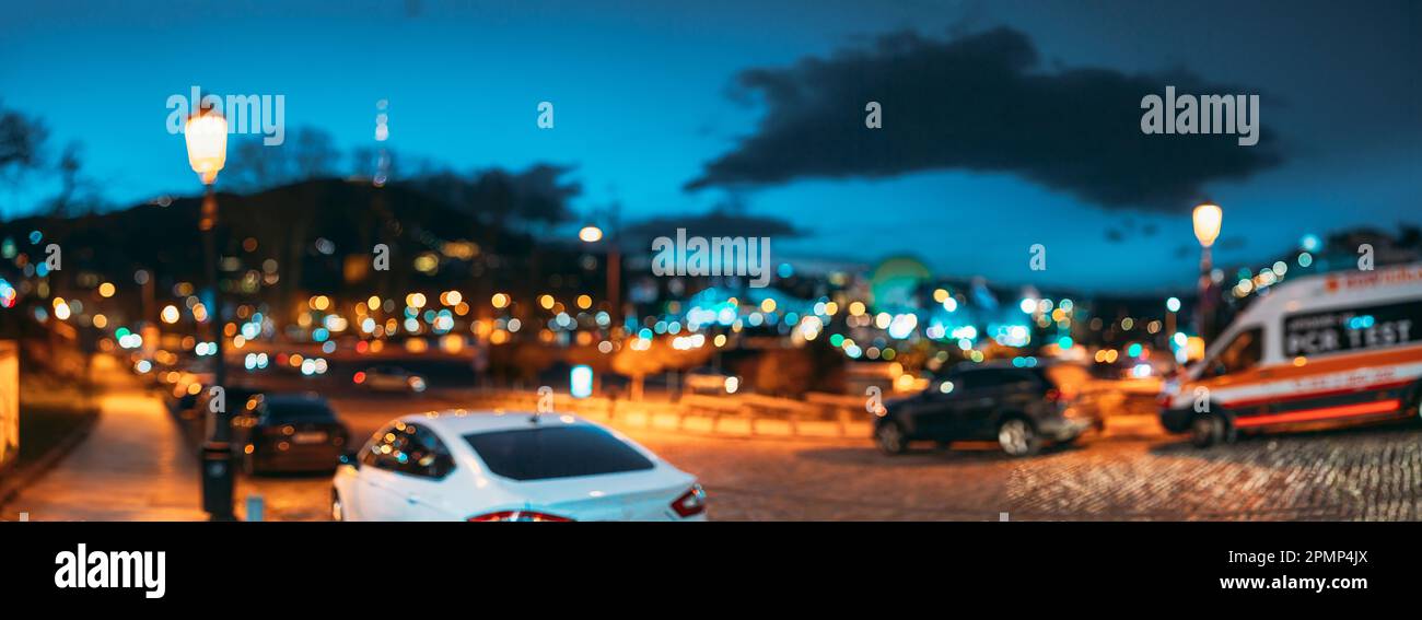 Panoramic Streetview Night Boke Bokeh Blurred Background. Blurred Boke ...