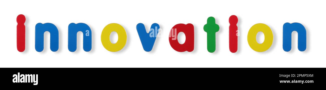 innovation word coloured magnetic letters with clipping path Stock ...