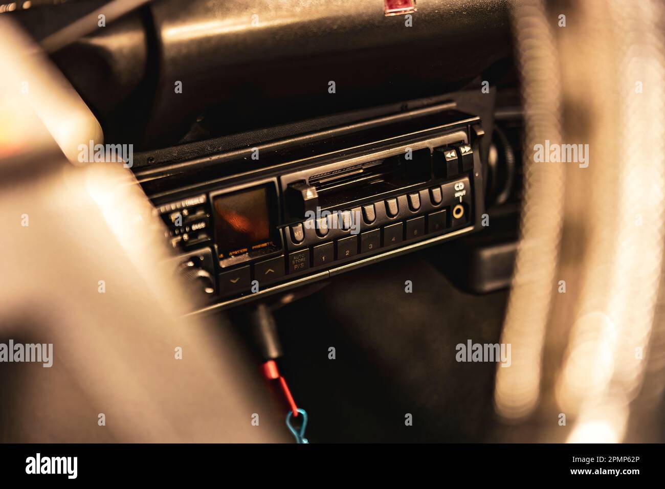 Close-up of a classic car radio with push buttons and tuning dial Stock ...
