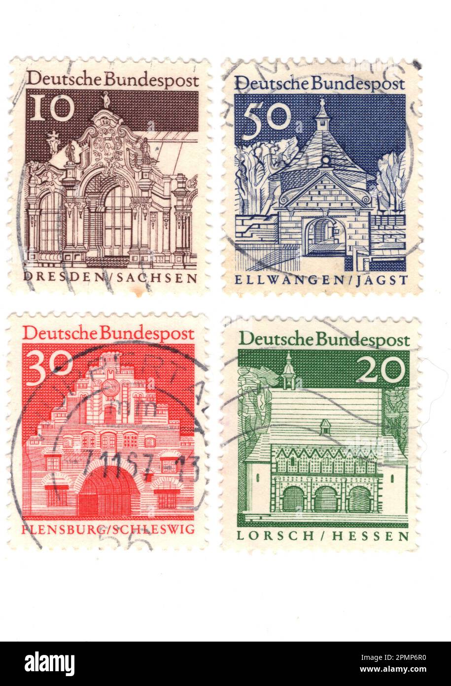 Vintage postage stamps from Germany isolated on a white background ...