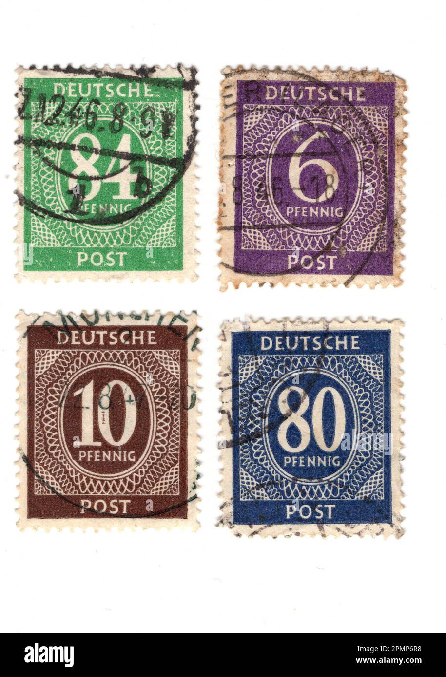 Vintage postage stamps from Germany isolated on a white background ...