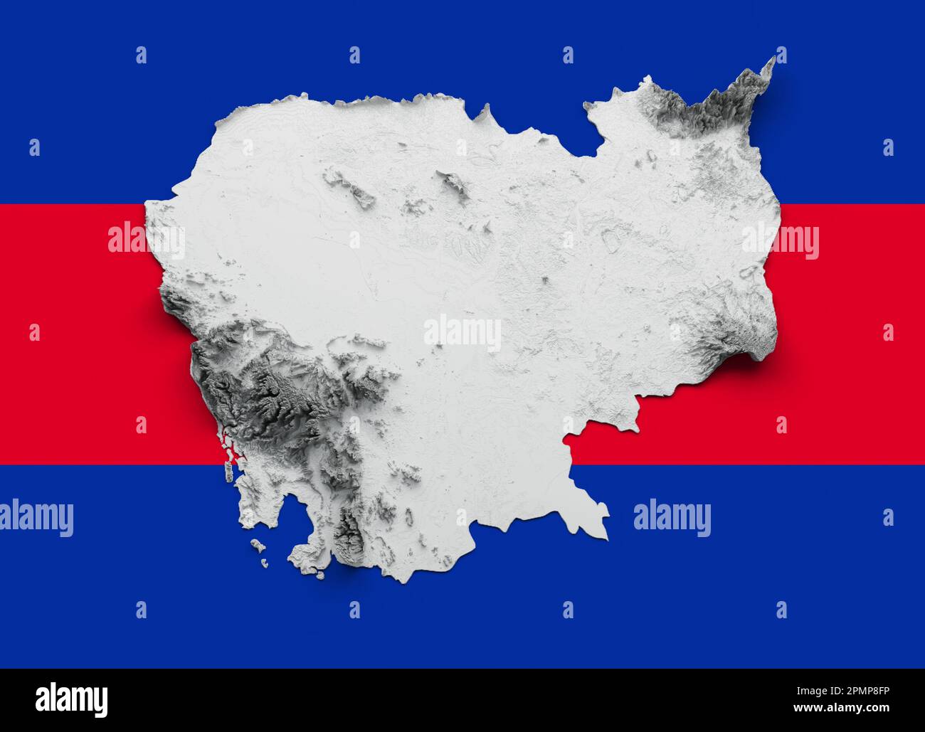 An illustration of the map of Cambodia made of clay on the national ...