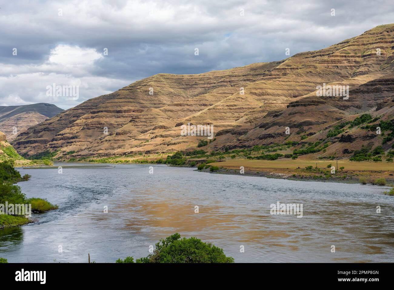 Wild Snake River and the exposed geologic and eroding cliffs as seen ...