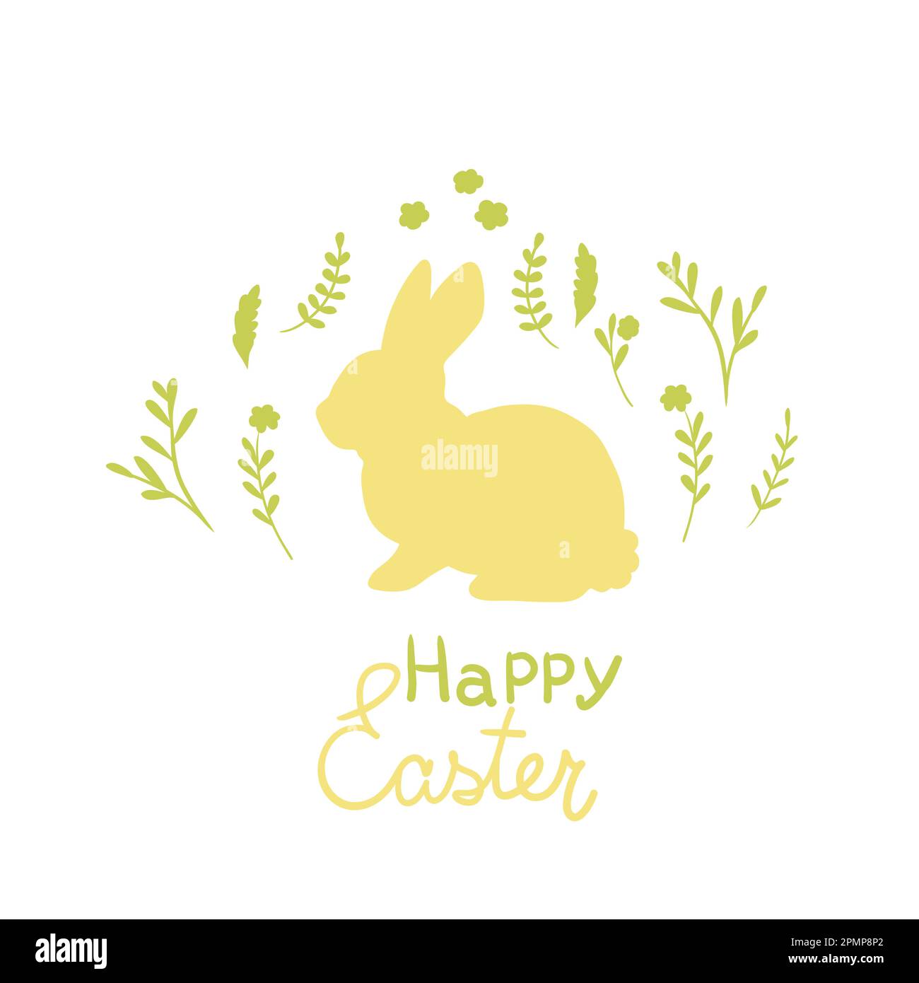 Easter Bunny Surrounded By Flowers Happy Easterstock Vector Illustrationeaster Rabbitprint
