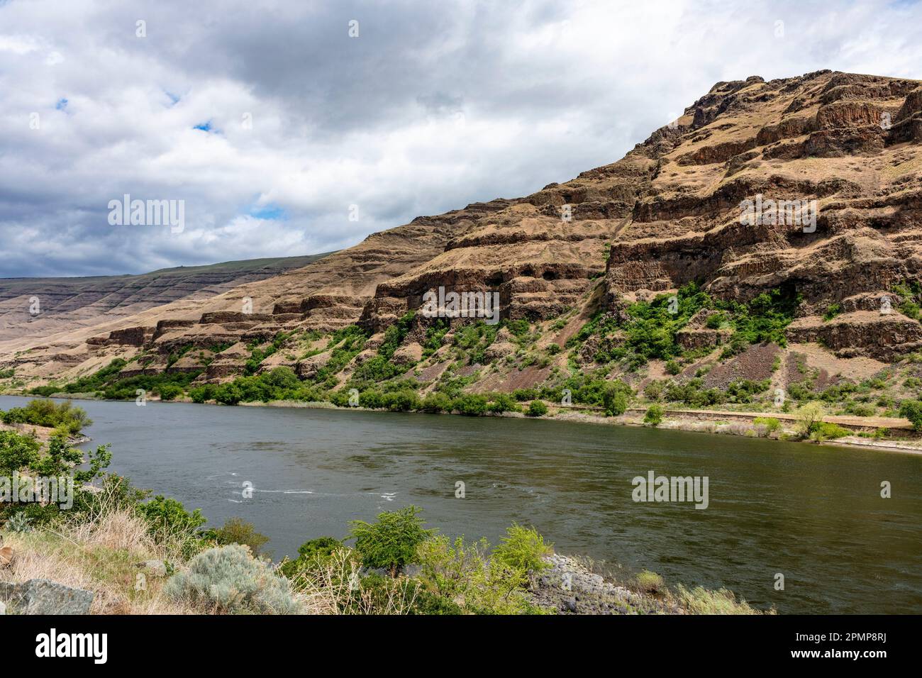 Wild Snake River and the exposed geologic and eroding cliffs as seen ...