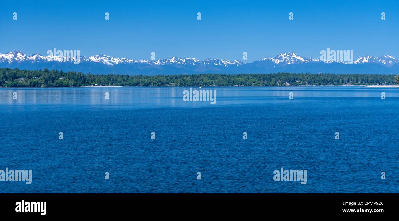 Olympic Mountains as seen on a clear Summer day about 45 miles from the ...