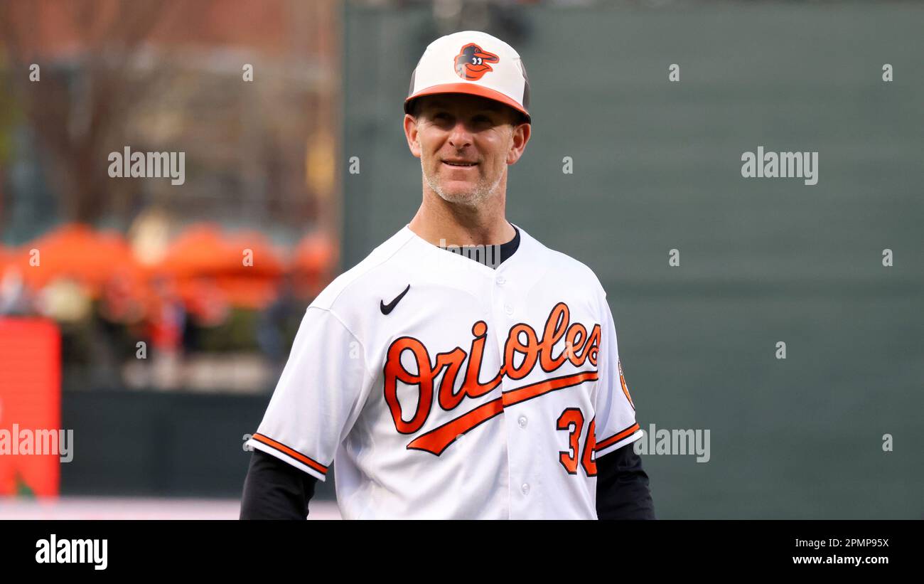 Baltimore Orioles third base coach Tony Mansolino (36) during a ...