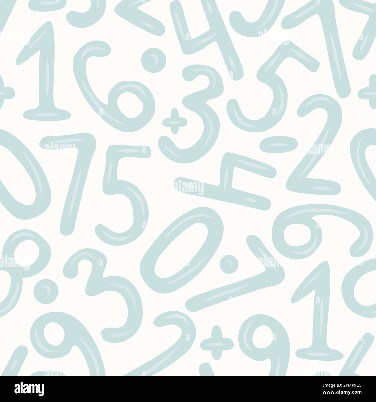 Hand drawn numbers in blue color seamless pattern, ABC repeat paper ...