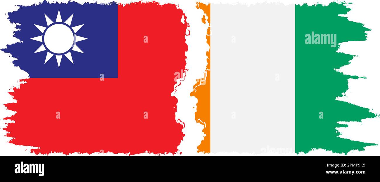 Ivory Coast and Taiwan grunge flags connection, vector Stock Vector ...