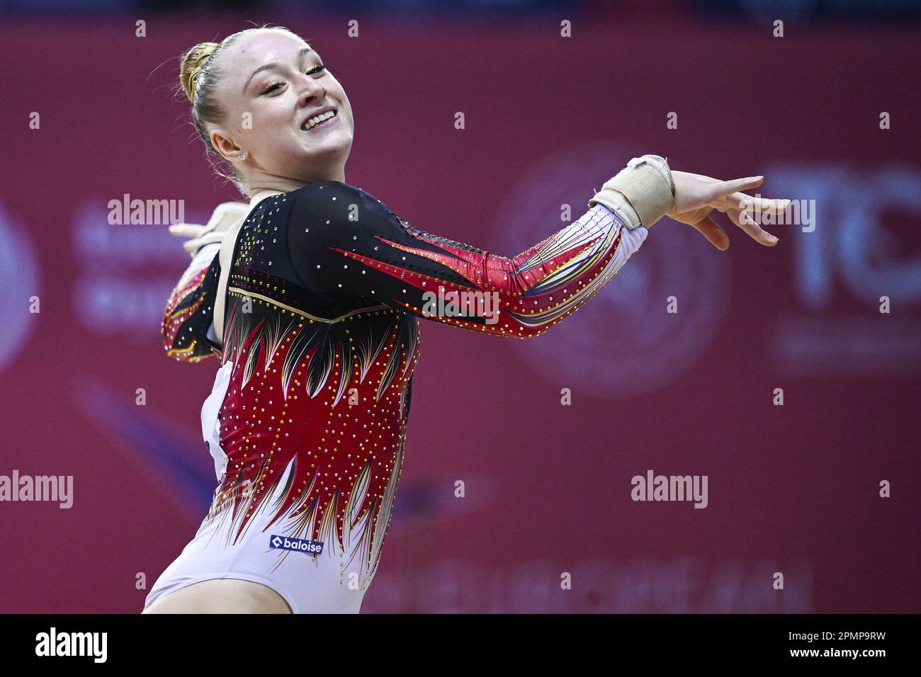 Antalya, Turkey. 14th Apr, 2023. Belgian gymnast Lisa Vaelen pictured ...