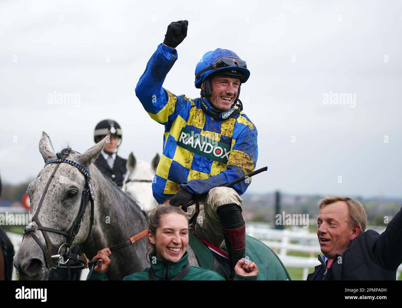 Sam Twiston-Davies and trainer Warren Greatrex celebrate winning the ...