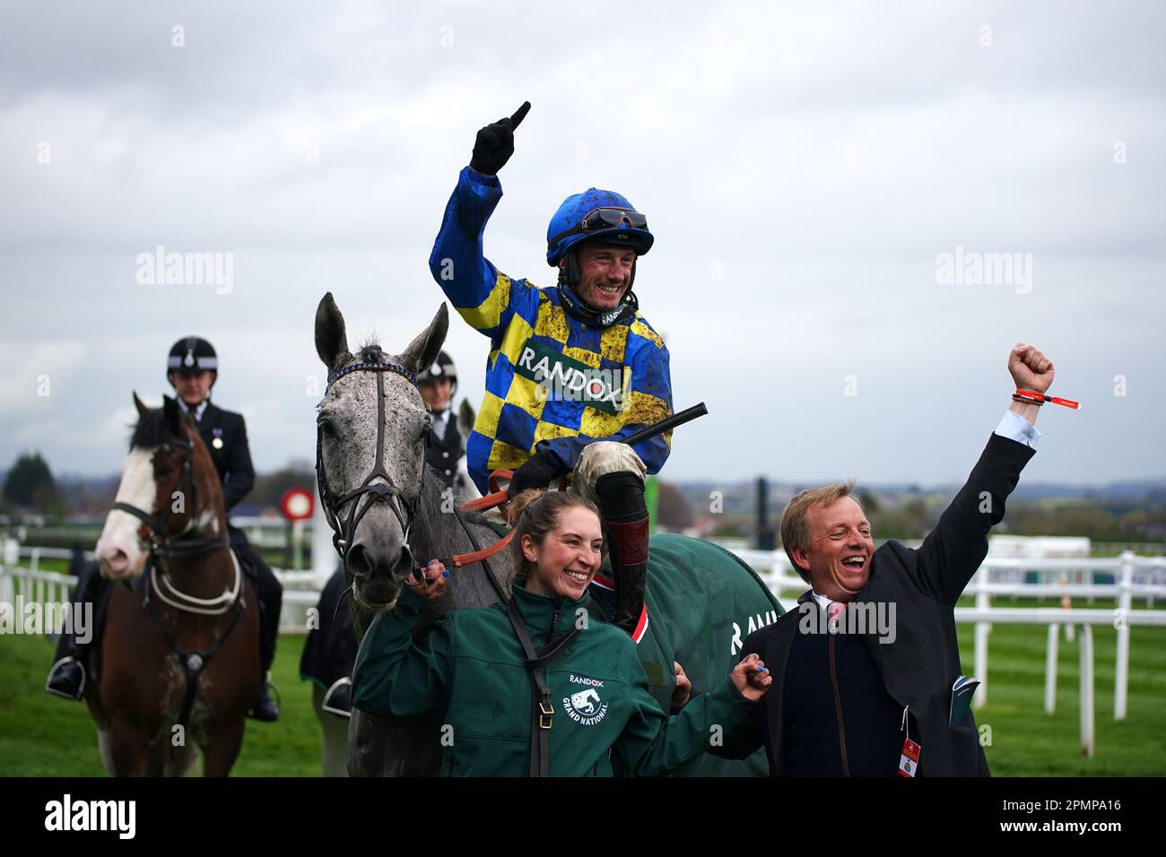 Sam Twiston-Davies and trainer Warren Greatrex celebrate winning the ...