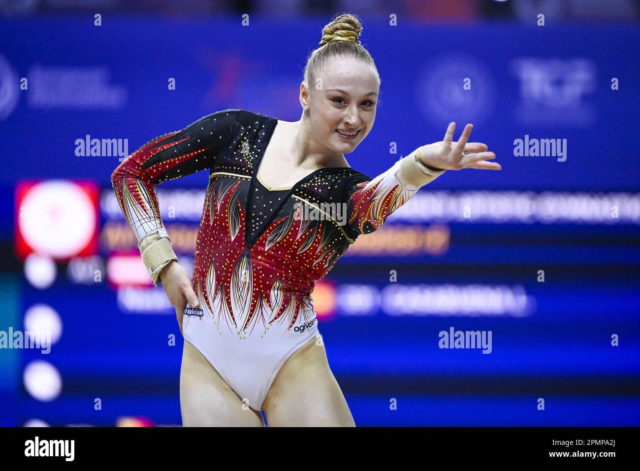 Antalya, Turkey. 14th Apr, 2023. Belgian gymnast Lisa Vaelen pictured ...