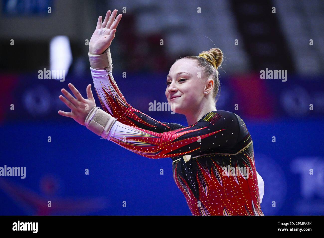 Antalya, Turkey. 14th Apr, 2023. Belgian gymnast Lisa Vaelen pictured ...