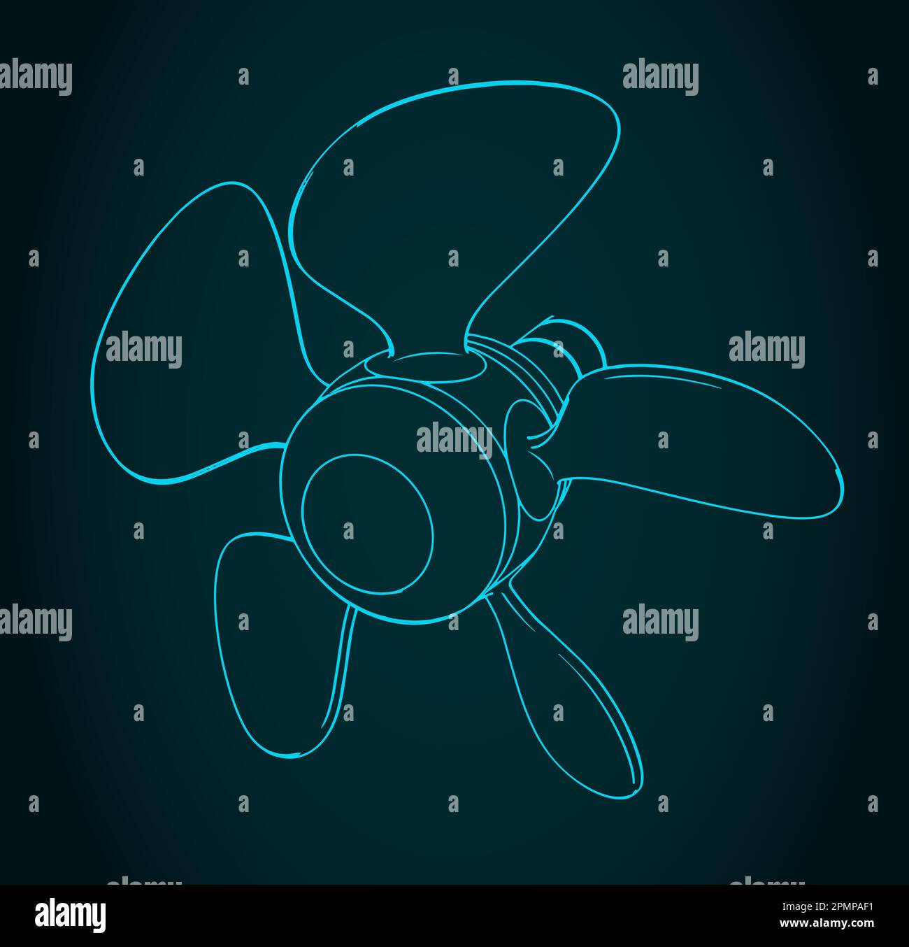 Stylized vector illustration of propeller screw with variable blade ...