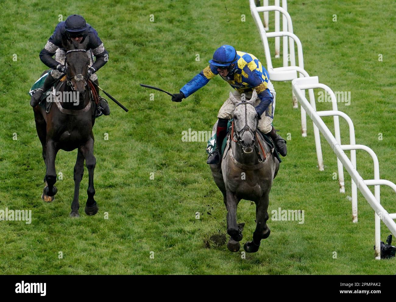 Sam Twiston-Davies celebrates winning the Randox Supports Race Against ...