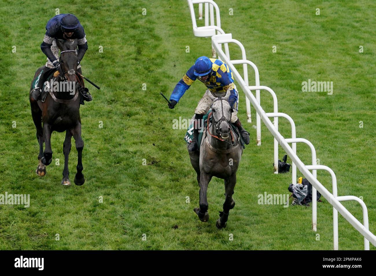 Sam Twiston-Davies celebrates winning the Randox Supports Race Against ...