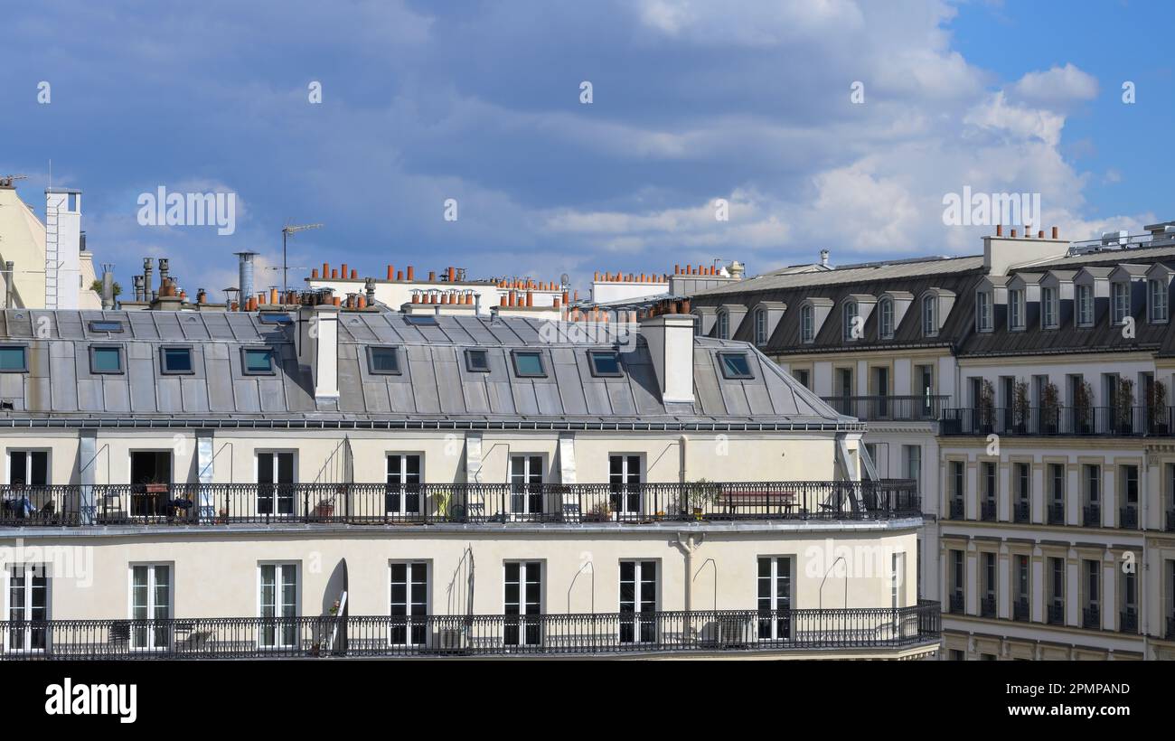 A classic french roofscape, Paris FR Stock Photo - Alamy
