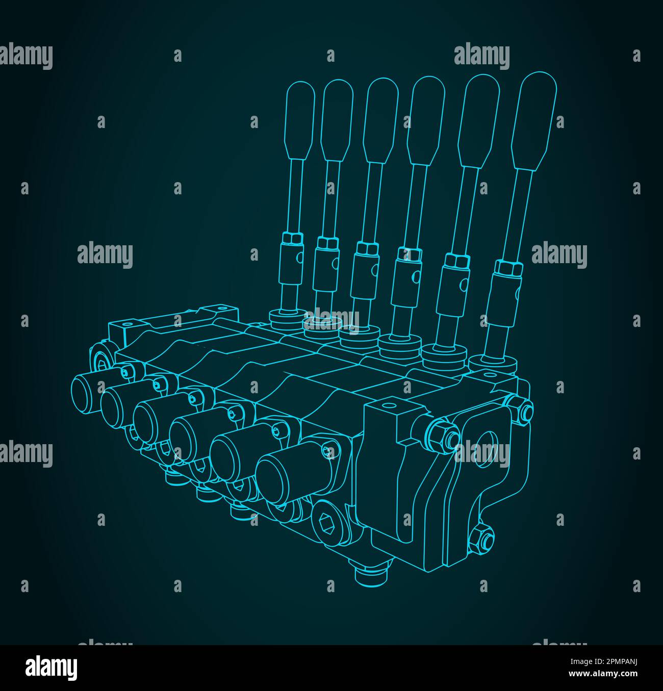 Stylized vector illustration of hydraulic directional control valve ...