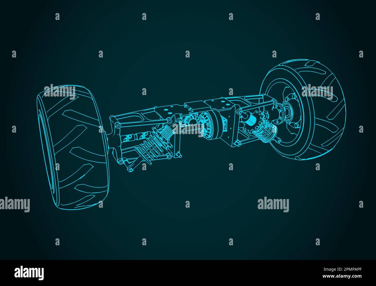 Stylized vector illustration of blueprint of car rear axle Stock Vector ...