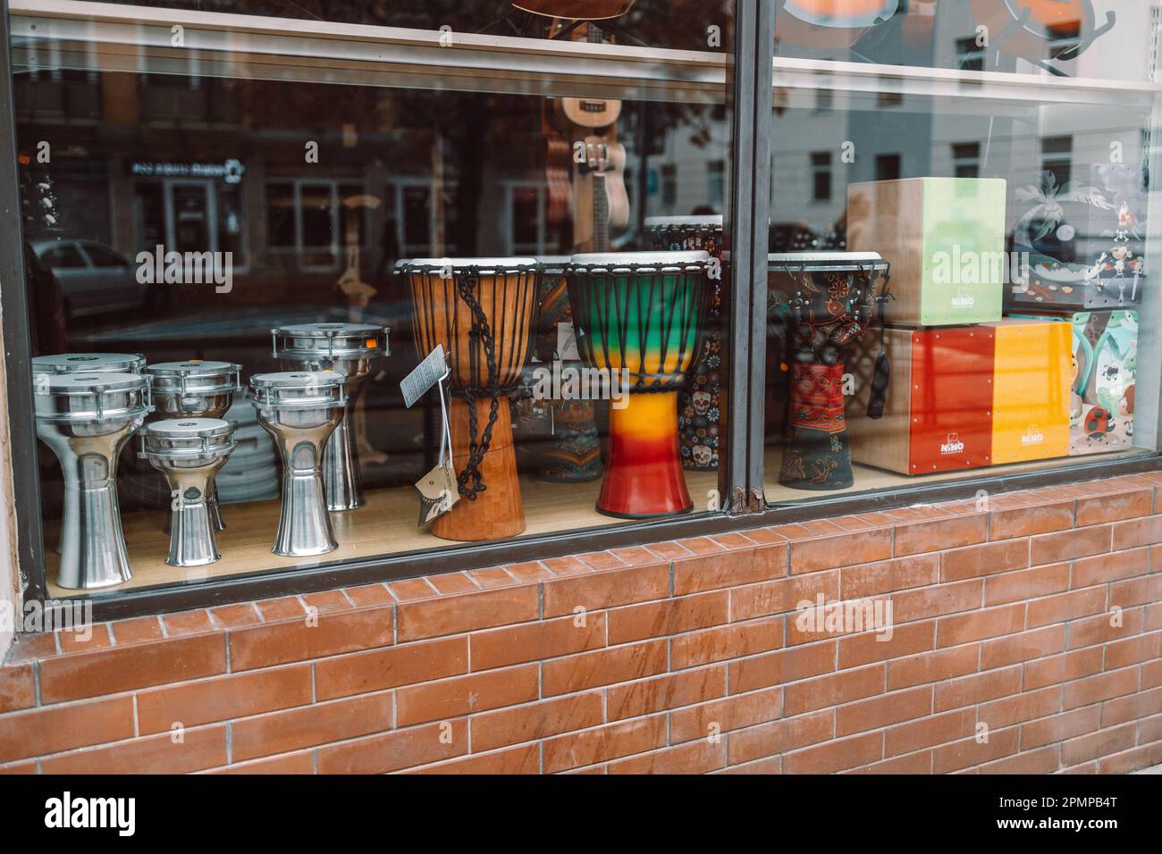 Professional musical instruments in a specialty store through the ...