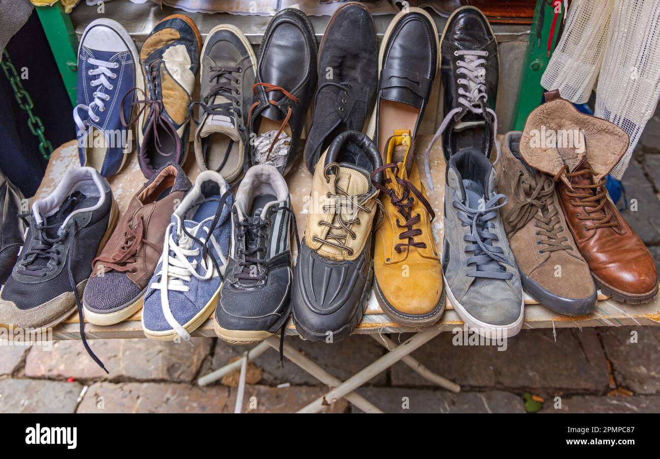 Flea market shoes boots hi-res stock photography and images - Alamy